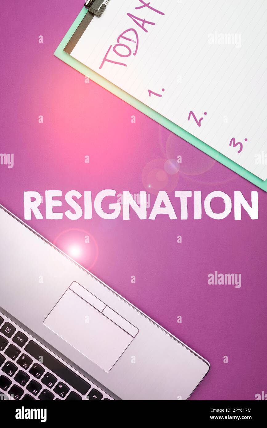 Conceptual display Resignation. Concept meaning act of giving up ...