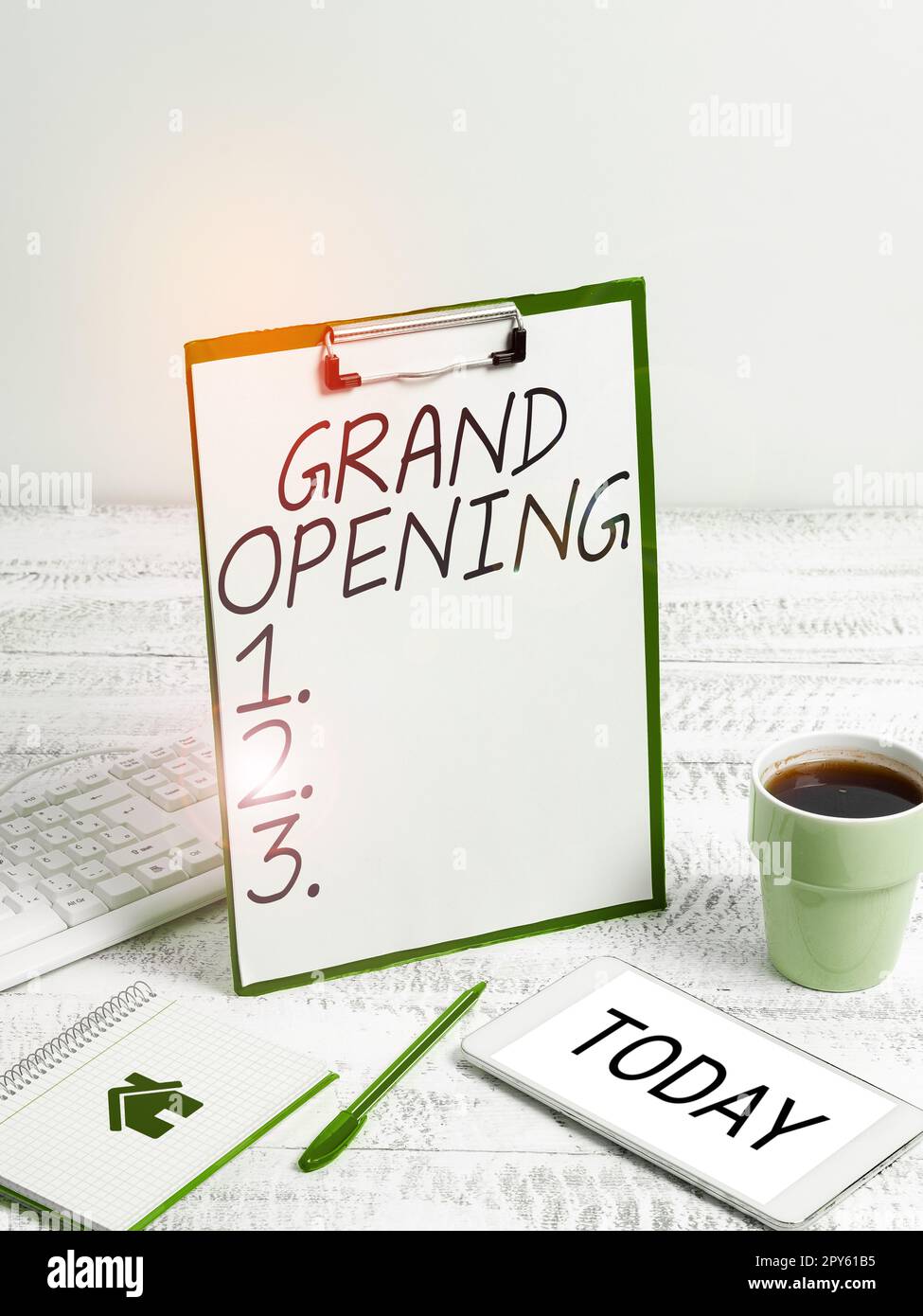 Conceptual display Grand Opening. Business concept Ribbon Cutting New ...