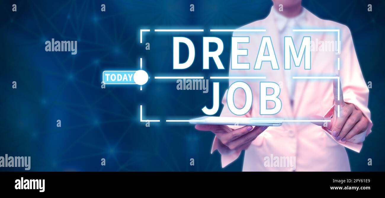 Hand writing sign Dream Job. Business showcase An act that is paid of ...