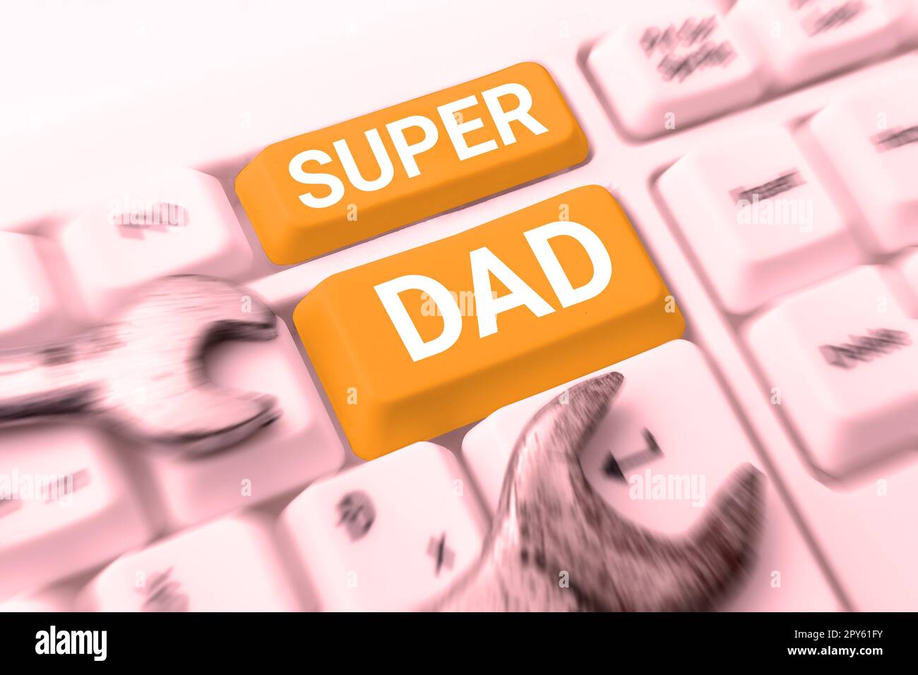 Hand writing sign Super Dad. Concept meaning Children idol and super ...