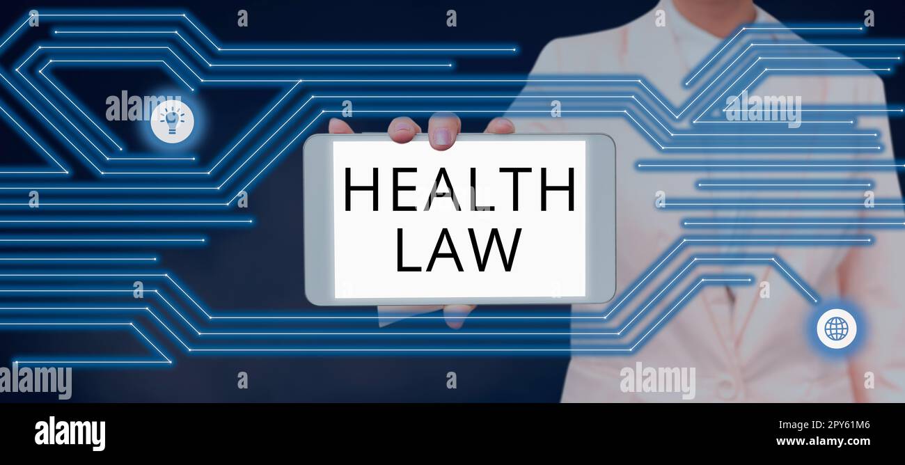 Sign displaying Health Law. Word Written on law to provide legal ...