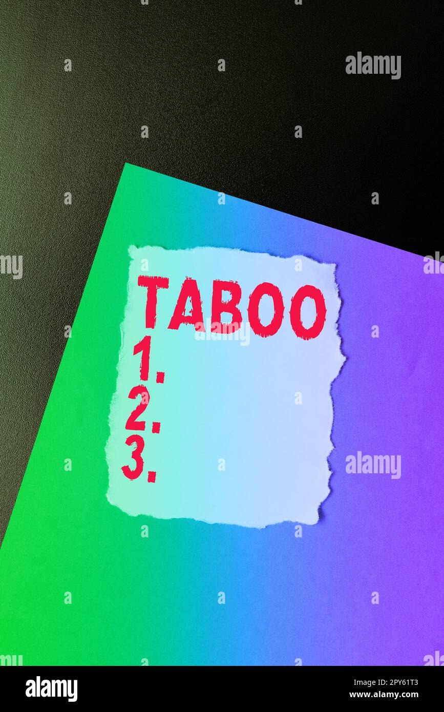 Conceptual display Taboo. Concept meaning a social or religious custom ...