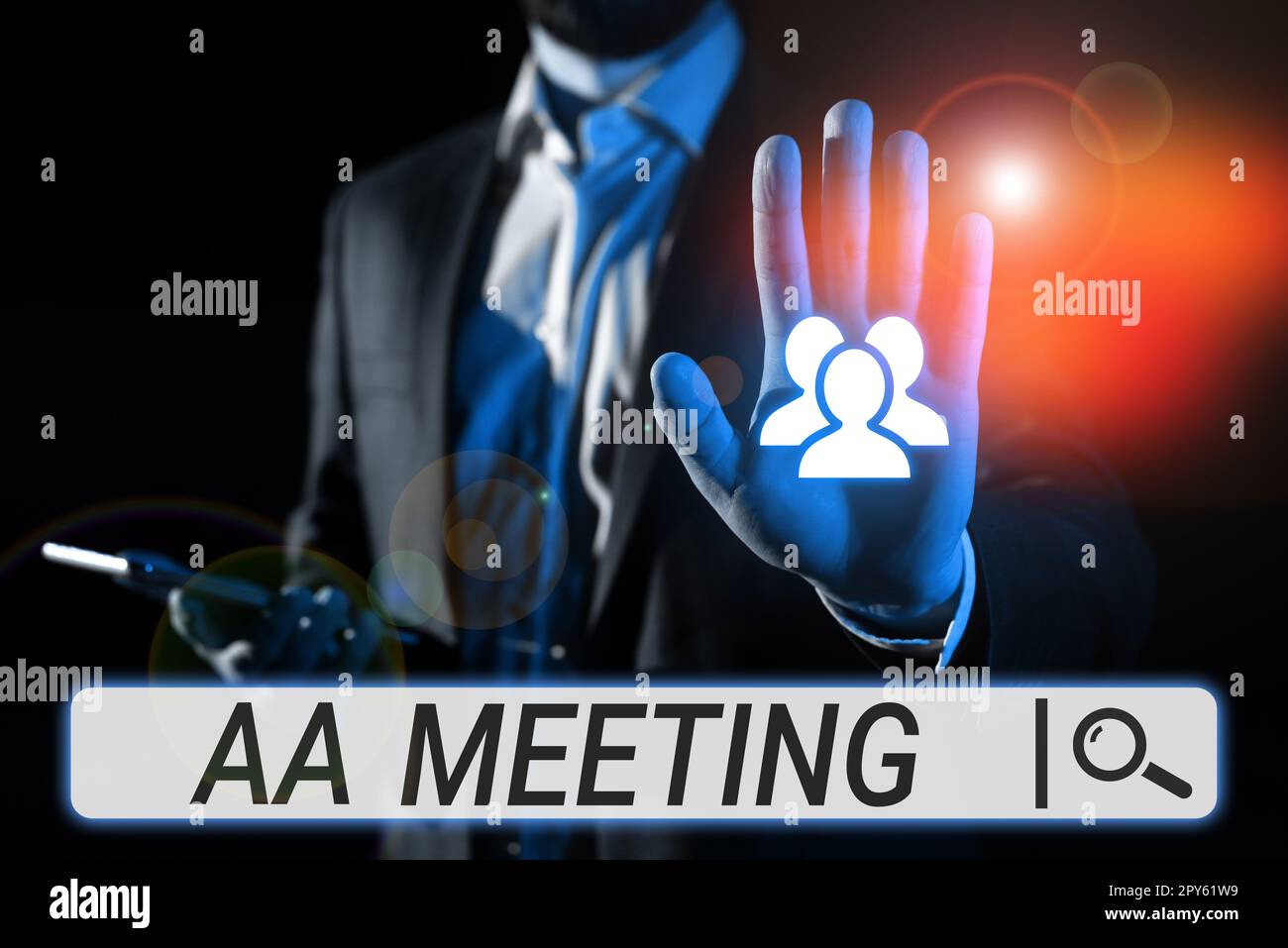 Hand writing sign Aa Meeting. Business showcase gathering of alcohol ...
