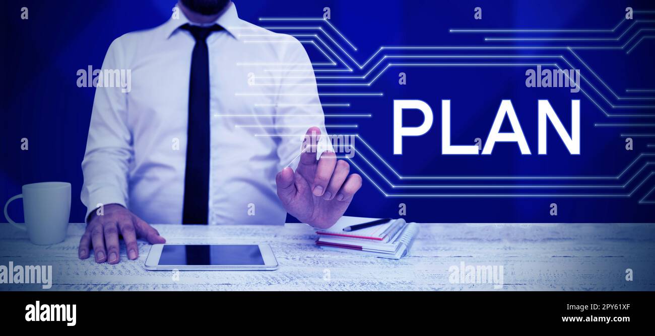 Text sign showing Plan. Business approach Start of a detailed proposal ...