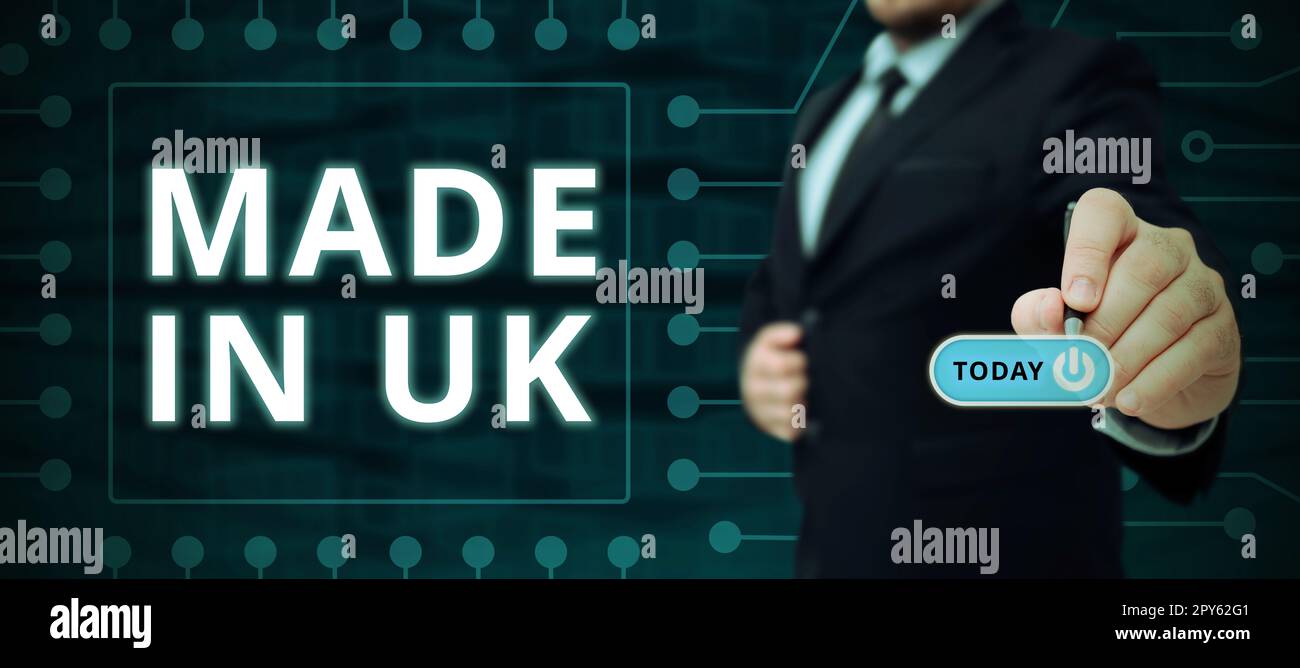 Writing displaying text Made In Uk. Internet Concept Something ...
