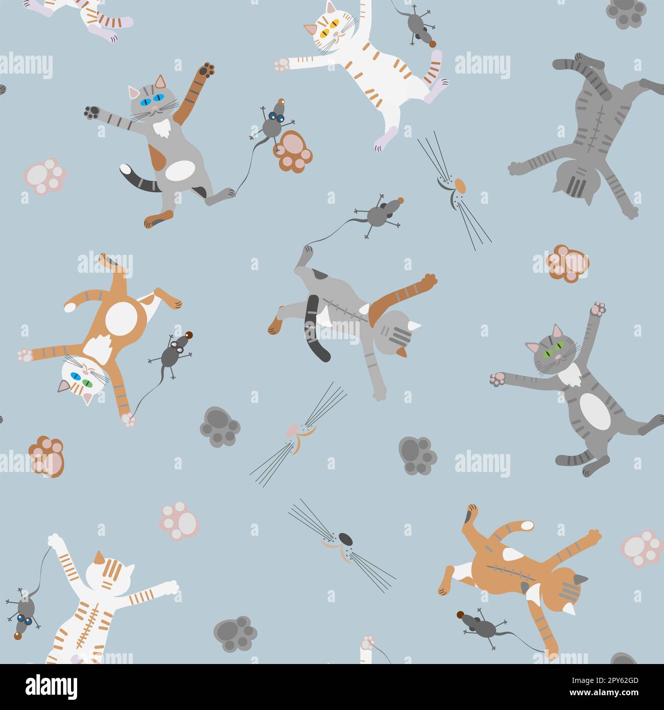 funny and dexterous cats and cute mice pattern seamless Stock Photo - Alamy