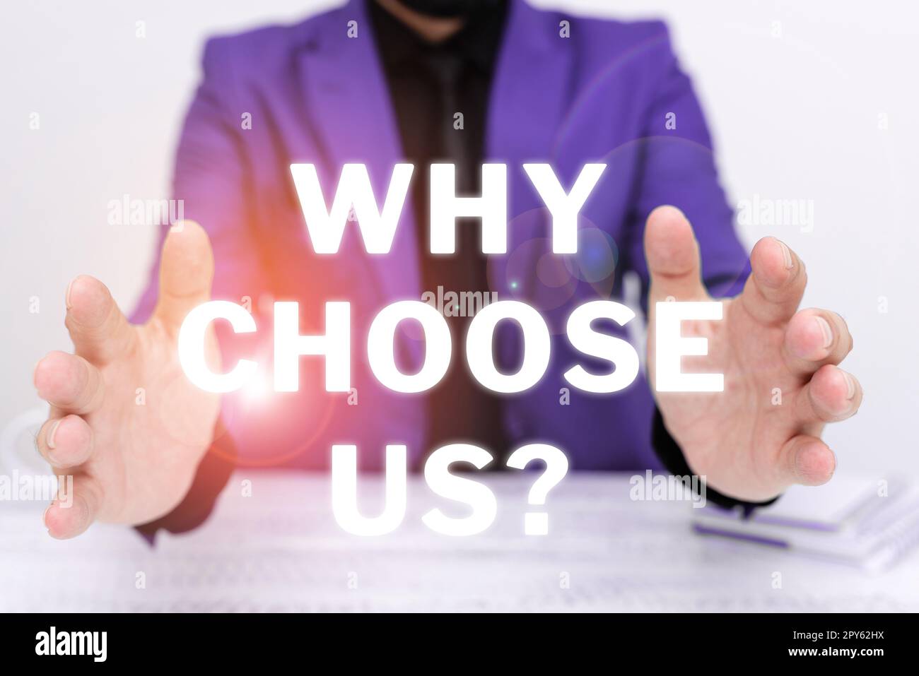 Sign displaying Why Choose Us. Business showcase Reasons for choosing ...