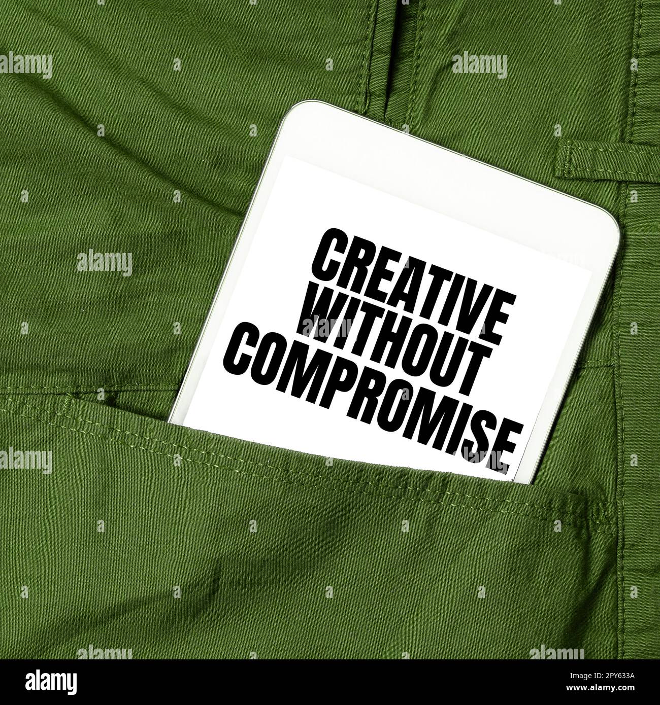 Handwriting text Creative Without Compromise. Business showcase process ...