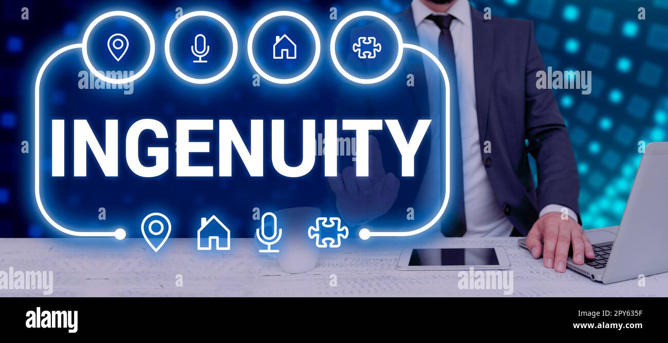 Text showing inspiration Ingenuity. Business showcase the quality of ...