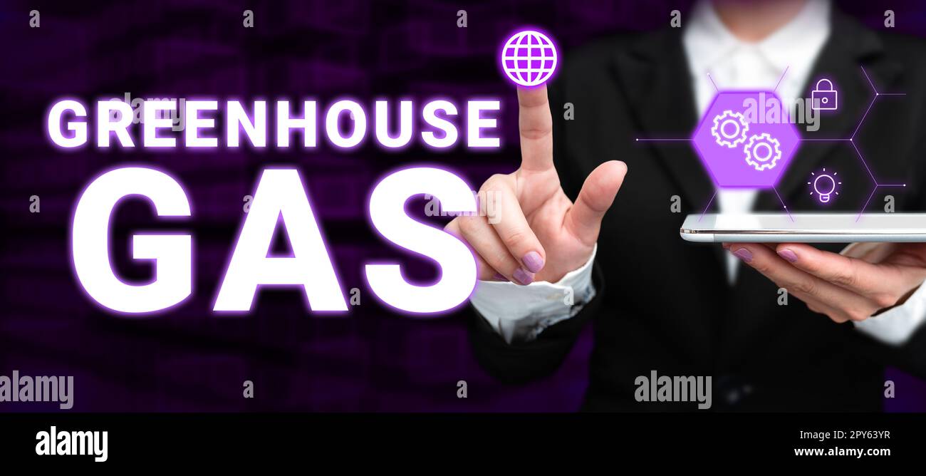 Conceptual display Greenhouse Gas. Word Written on carbon dioxide ...