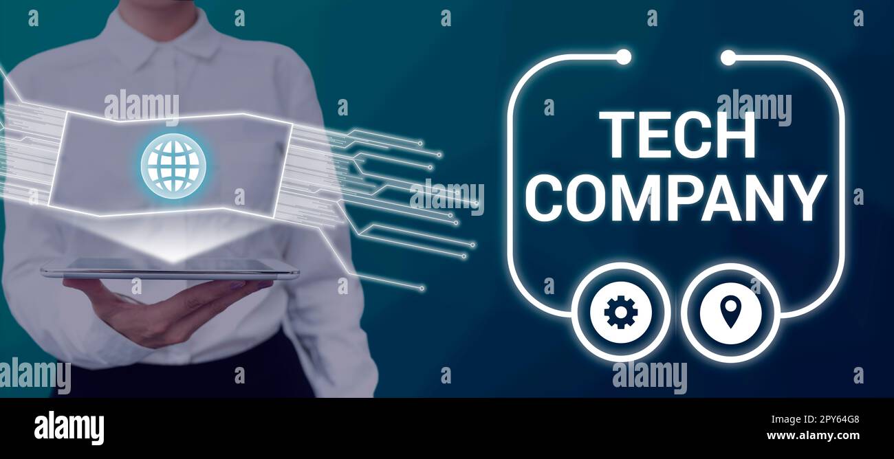 Handwriting text Tech Company. Word Written on a company that invents ...