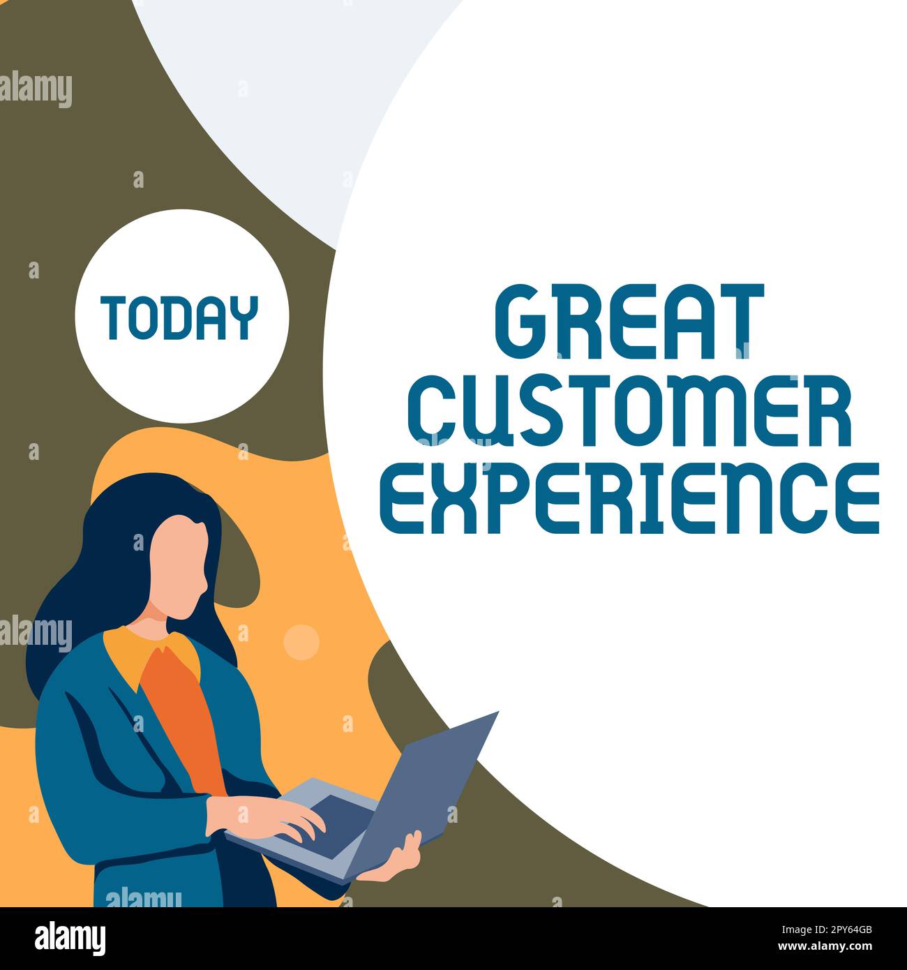 Text caption presenting Great Customer Experience. Business overview responding to clients with ...