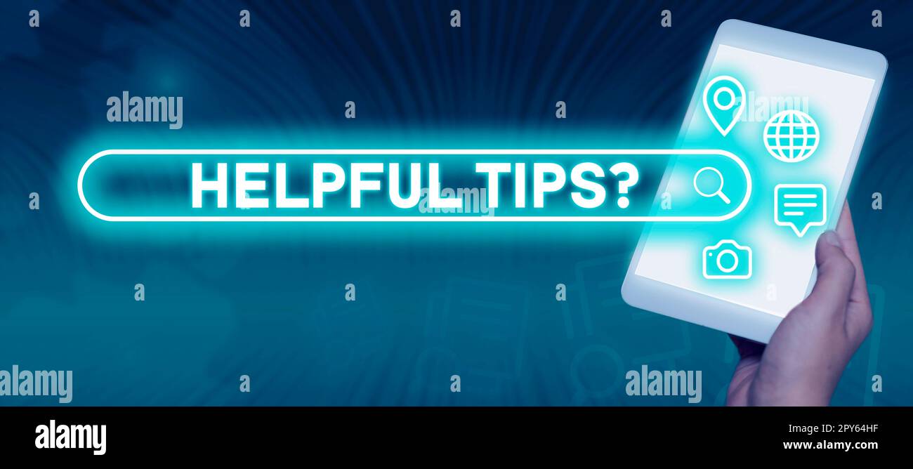 Text caption presenting Helpful Tips. Business approach advices given ... Text caption presenting Helpful Tips. Business approach advices given ...