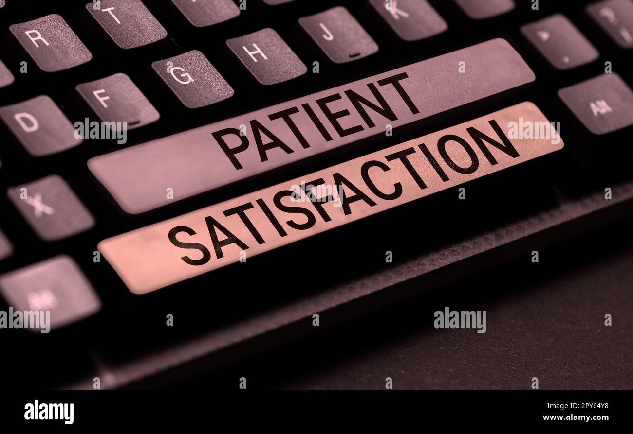 Hand writing sign Patient Satisfaction. Concept meaning Indicator for ...