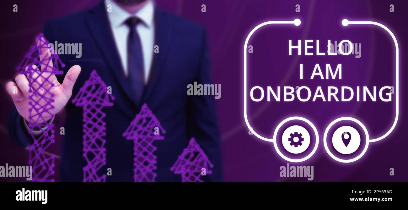 Conceptual caption Hello I Am Onboarding. Business showcase Action ... Conceptual caption Hello I Am Onboarding. Business showcase Action ...