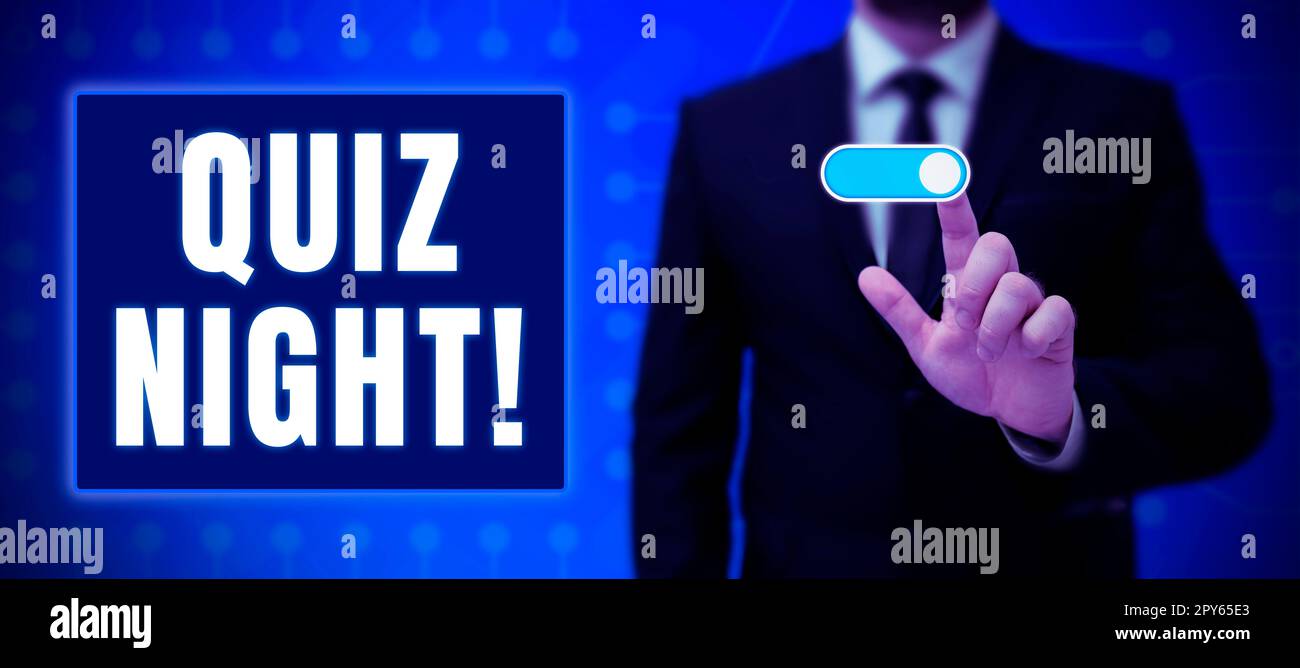 Handwriting text Quiz Night. Business concept evening test knowledge ...