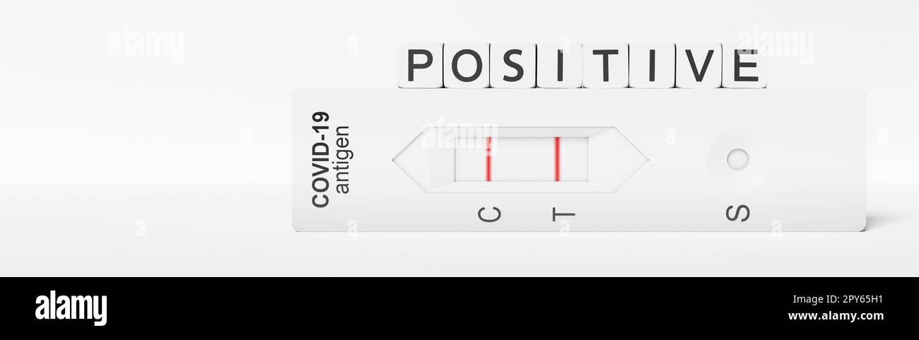 Positive test result by using rapid test device for COVID-19. 3d ...