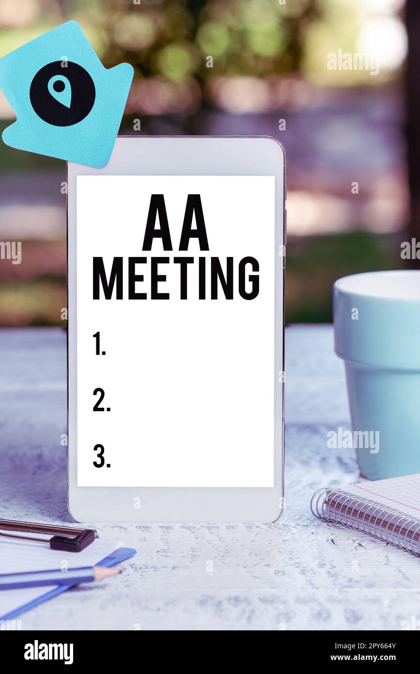 Handwriting text Aa Meeting. Business idea gathering of alcohol ...