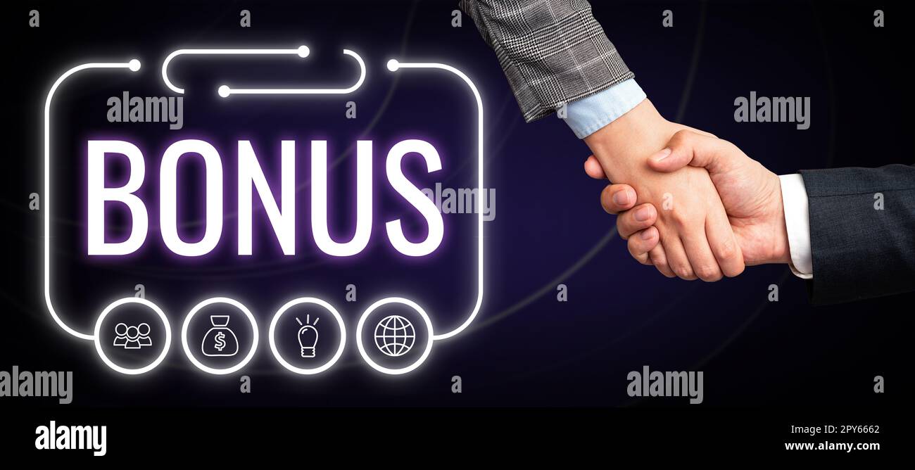 Sign displaying Bonus. Internet Concept Reward for good performance ...