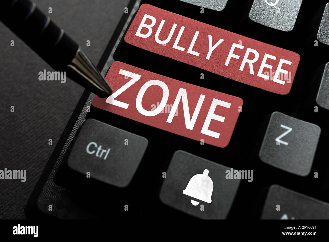Sign displaying Bully Free Zone. Business concept Be respectful to ...
