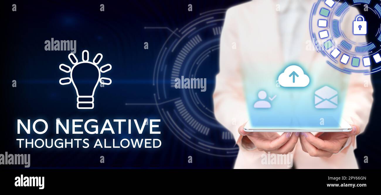 Text showing inspiration No Negative Thoughts Allowed. Business idea Always positive motivated ...