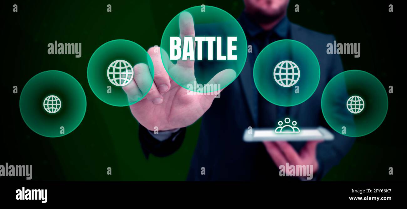 Conceptual caption Battle. Business approach violent fight between ...