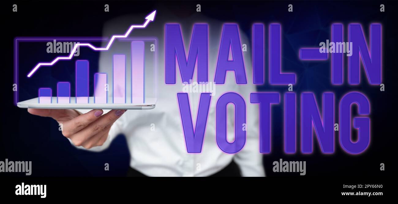 Sign displaying Mail In Voting. Word Written on voting in an election ...