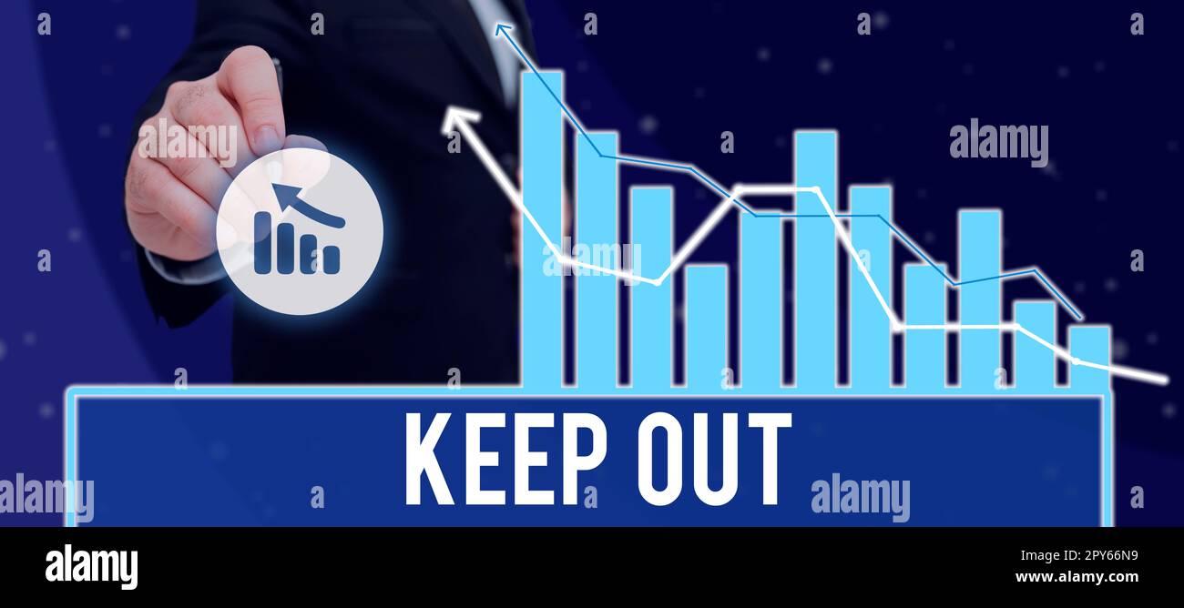 Sign displaying Keep Out. Business concept to stop someone or something ...