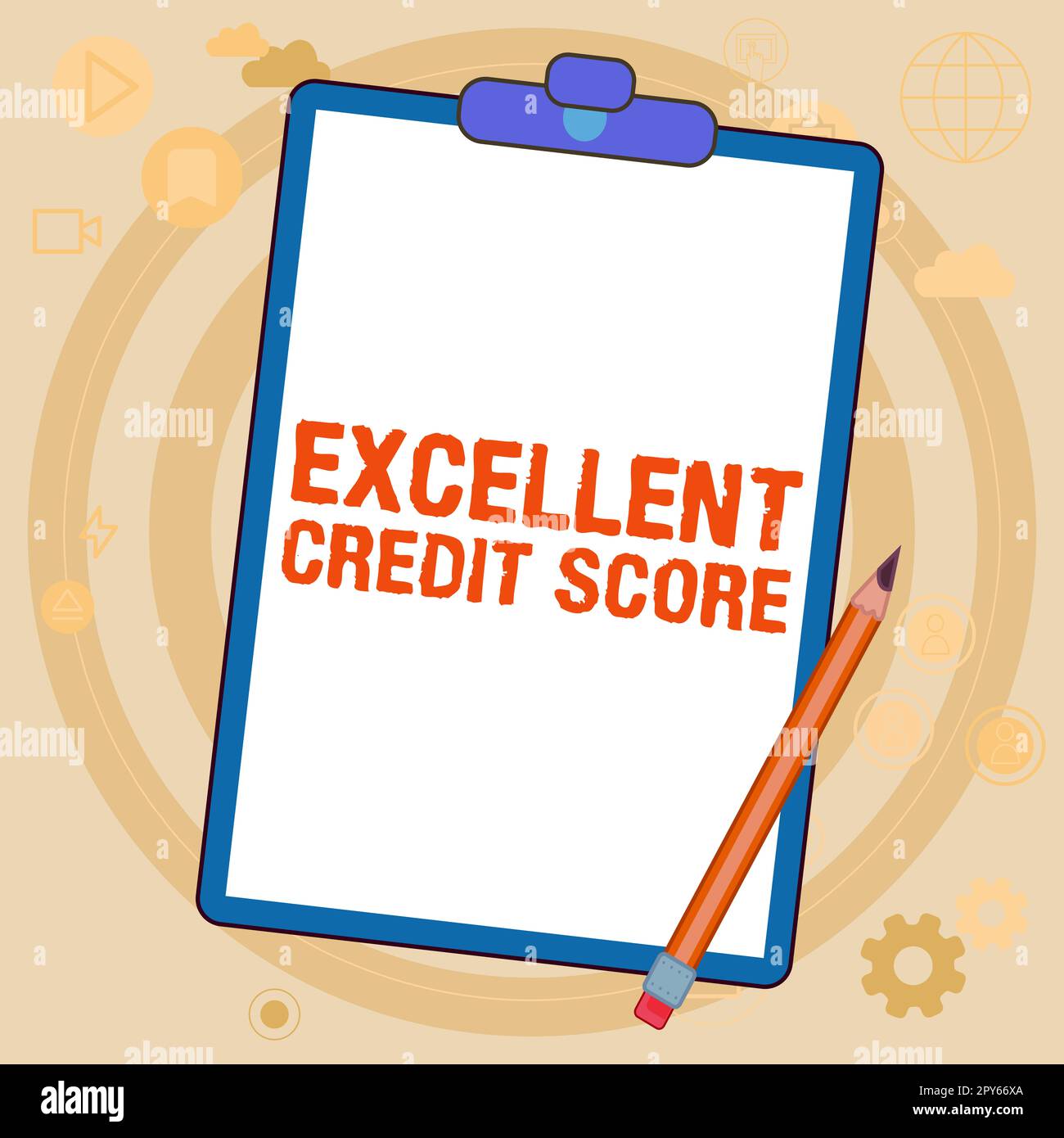 Sign displaying Excellent Credit Score. Word for person's report of ...