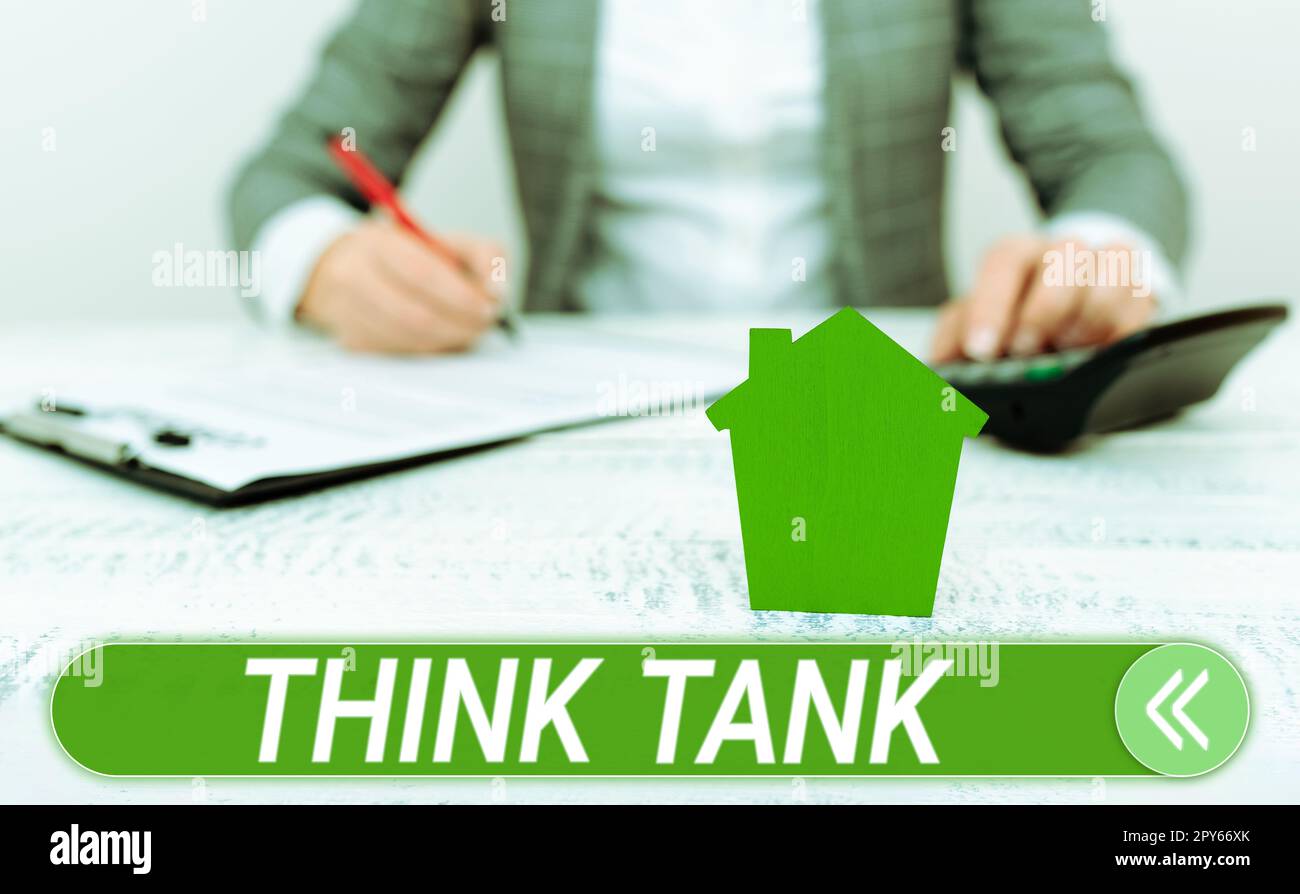 Sign displaying Think Tank. Business showcase Thinking of Innovative ...