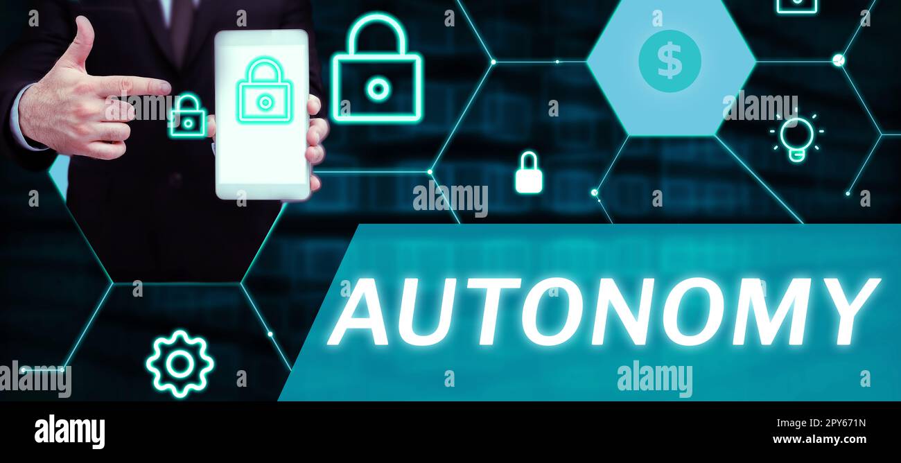 Sign Displaying Autonomy Concept Meaning Vehicle That Can Guide Itself Without Human Conduction