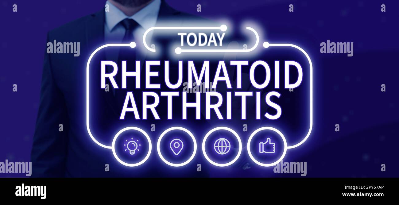 Text sign showing Rheumatoid Arthritis. Internet Concept autoimmune ...