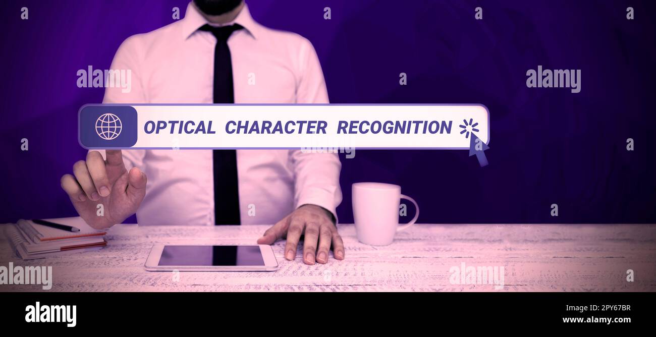 Handwriting text Optical Character Recognition. Business concept the ...