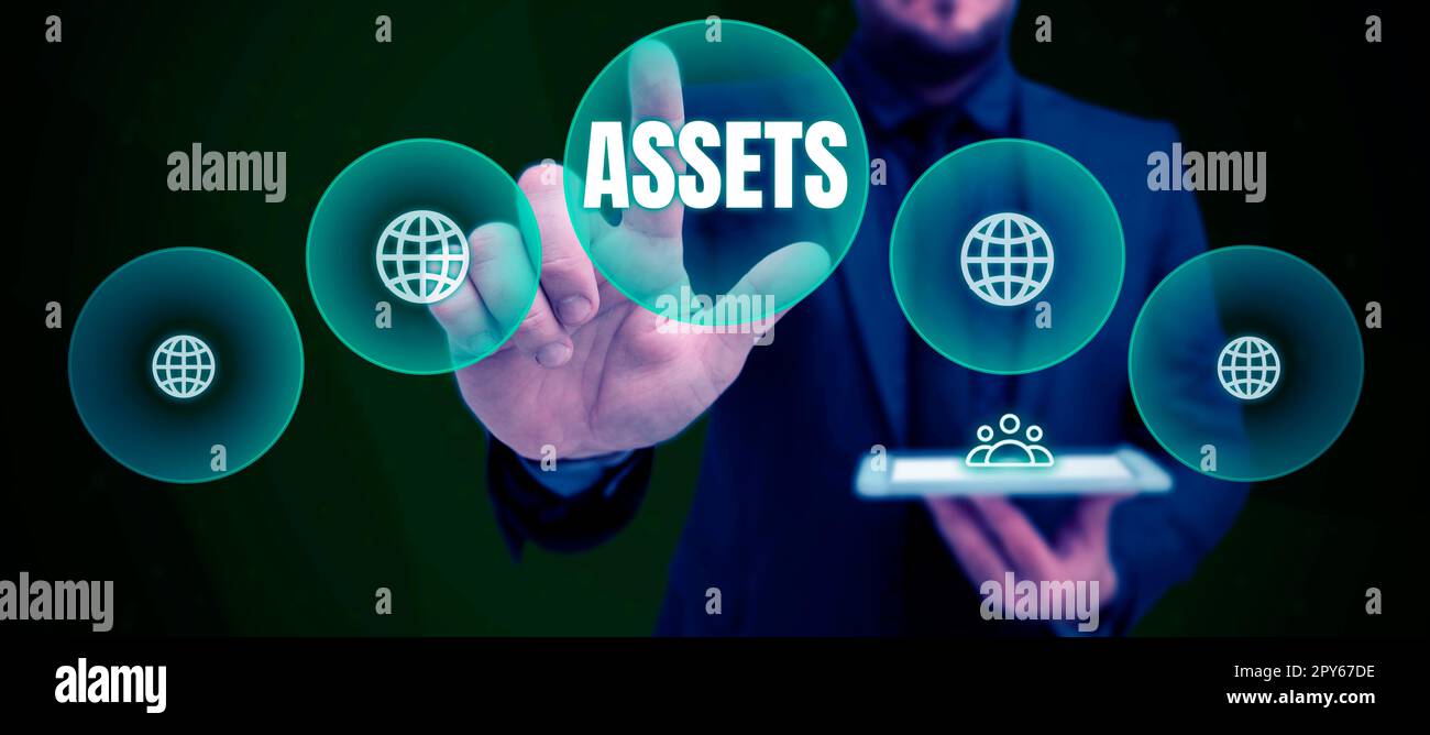 Conceptual display Assets. Internet Concept item of property owned by ...