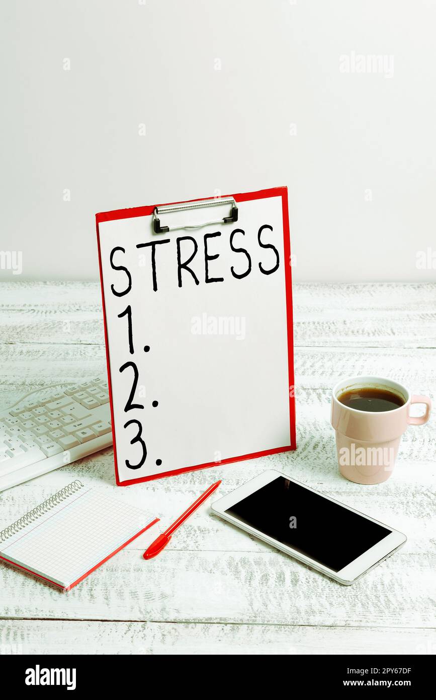 Hand writing sign Stress. Internet Concept a physical chemical or ...