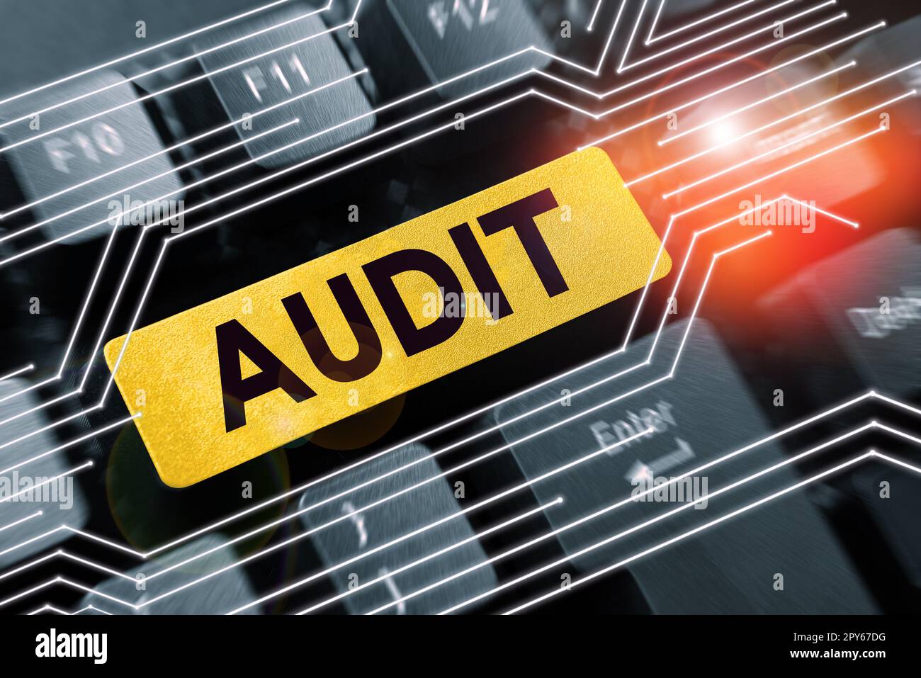 Sign displaying Audit. Concept meaning An appraisal of complete ...