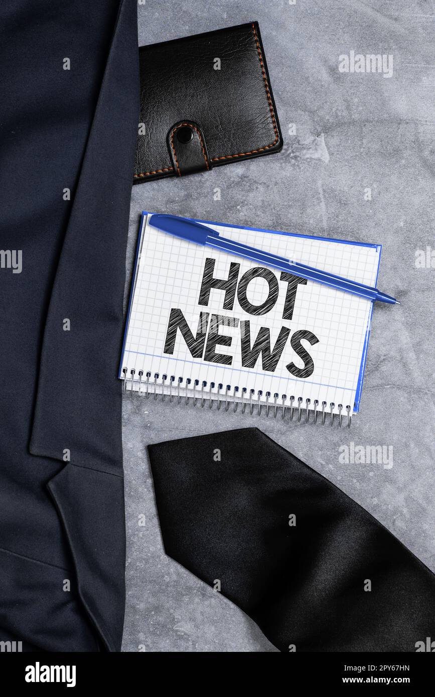Sign displaying Hot News. Business concept subject that experiences ...