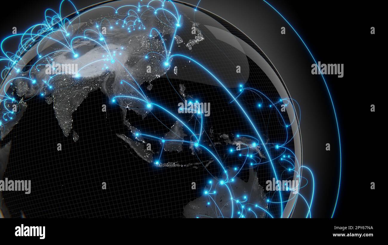 Global connection concept. Planet earth network sphere. 3d rendering ...