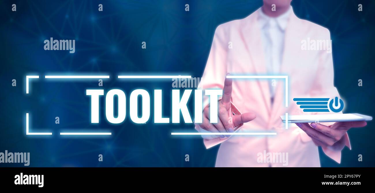 Conceptual display Toolkit. Internet Concept set of tools kept in a bag ...