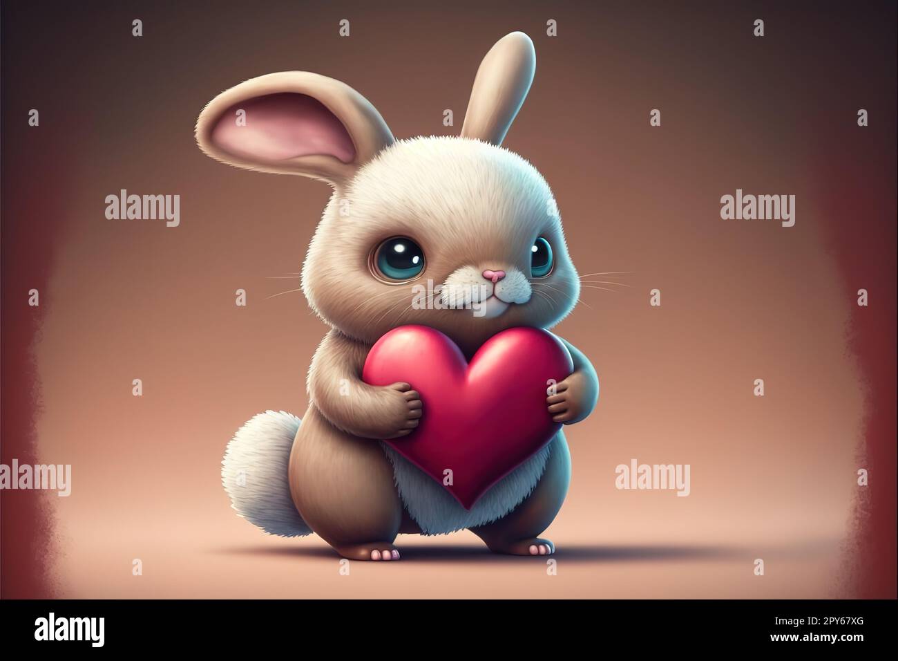 Cute bunny with heart, Rabbit with love symbols for Valentine's day ...