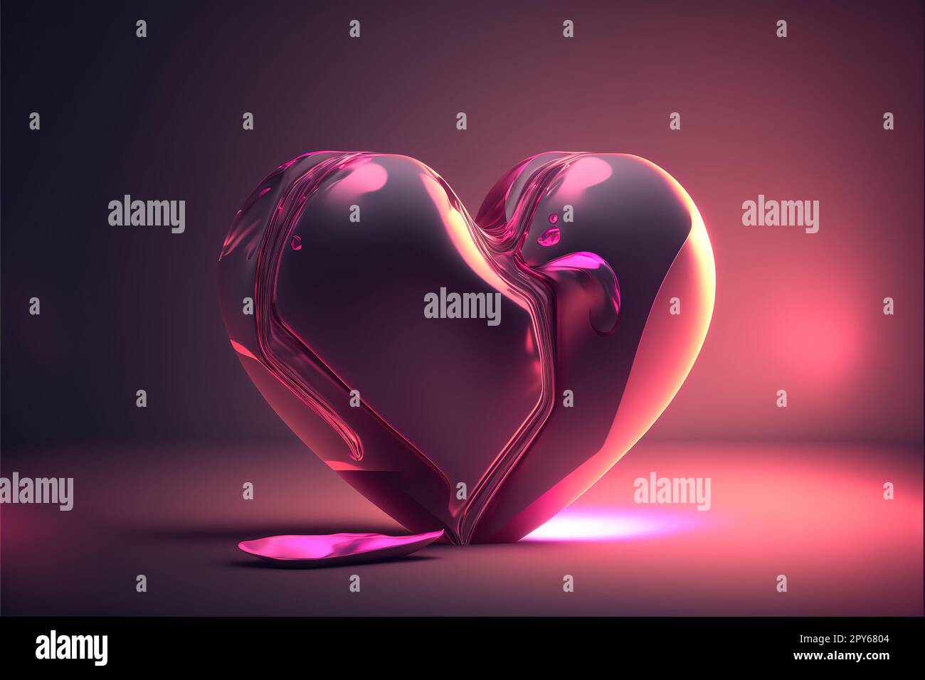 Heart. Illustration of love. 3D render of big hearth shape with glowing ...