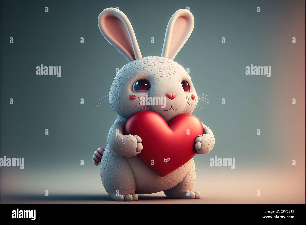 Cute bunny with heart, Rabbit with love symbols for Valentine's day ...