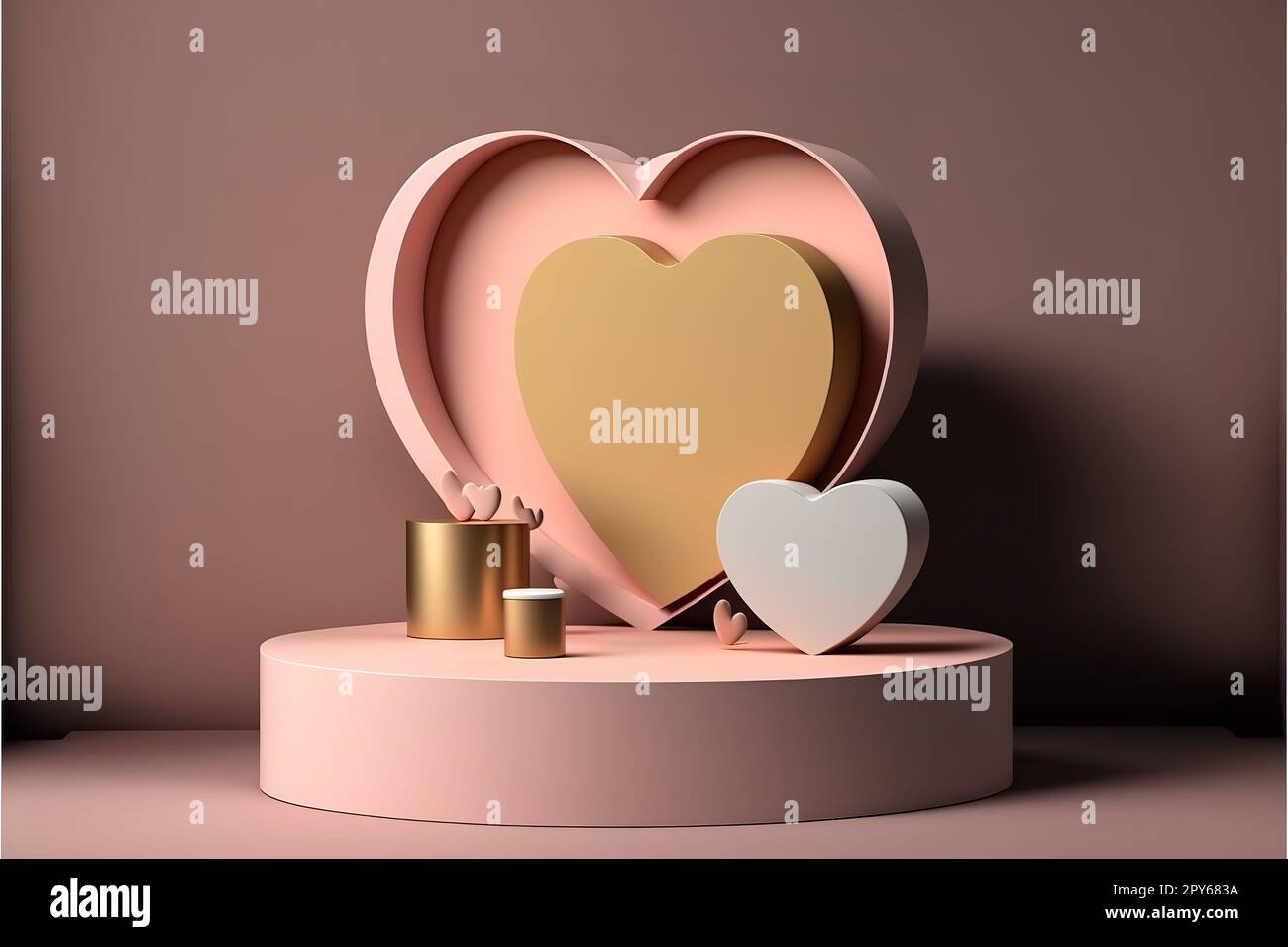 Valentine's day stage podium mock up with heart product display ...