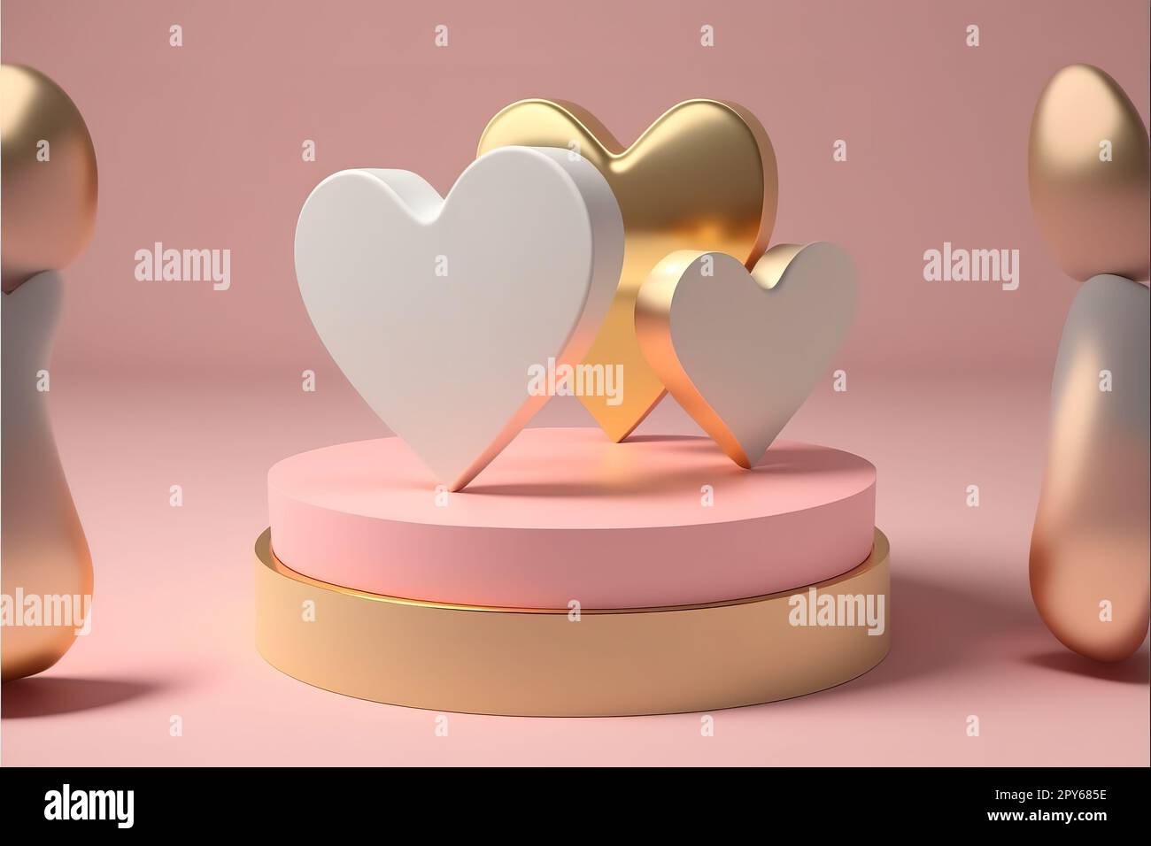 Valentine's day stage podium mock up with heart product display ...