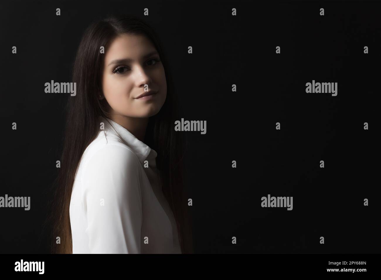 Low key portrait of beautiful girl. Horizontally Stock Photo - Alamy