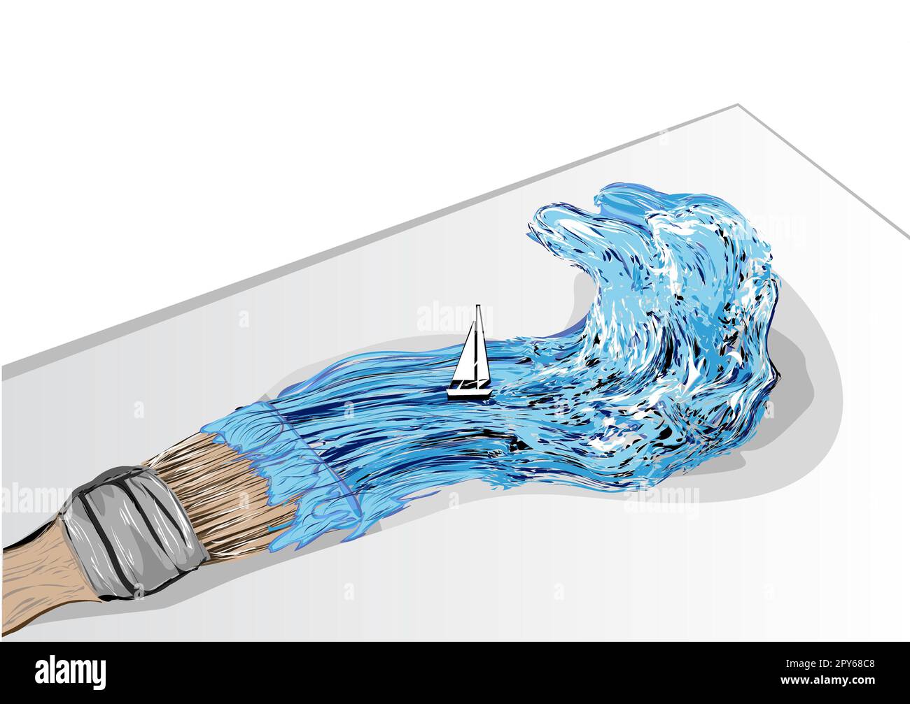 sea and boat abstract vector illustration Stock Photo - Alamy