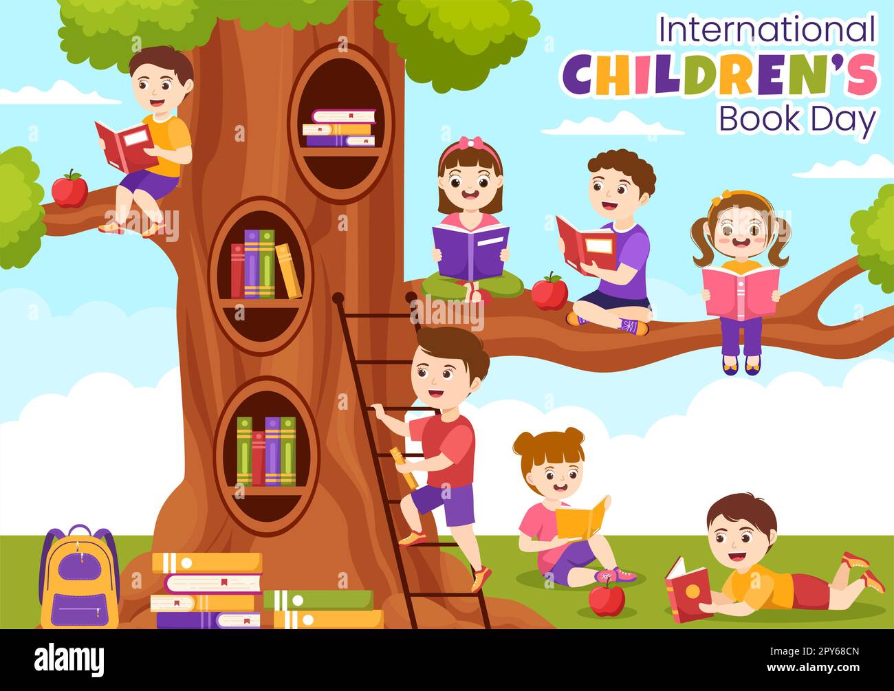 International Children's Book Day on April 2 Illustration with Kids ...