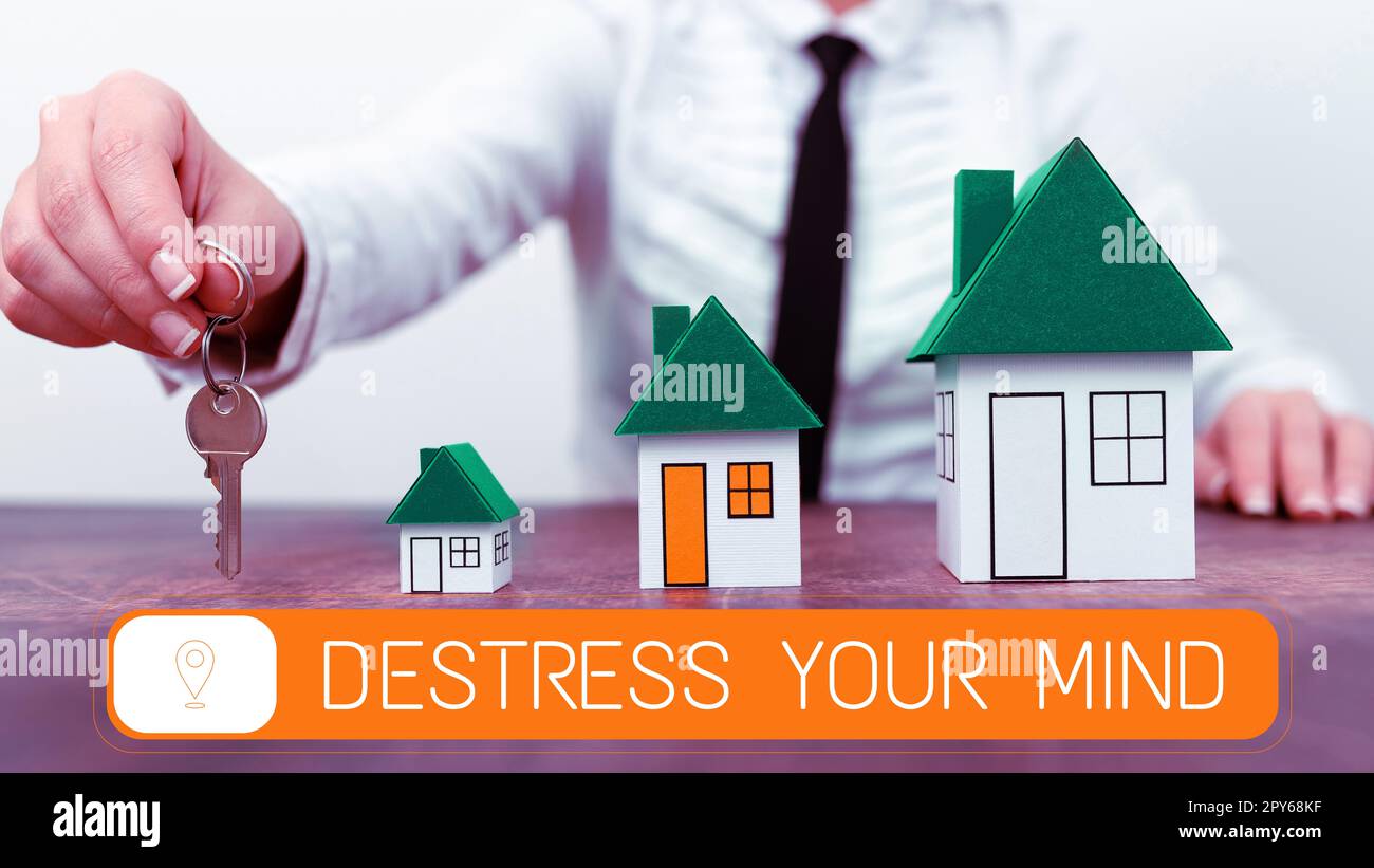 Text showing inspiration Destress Your Mind. Concept meaning to release ...