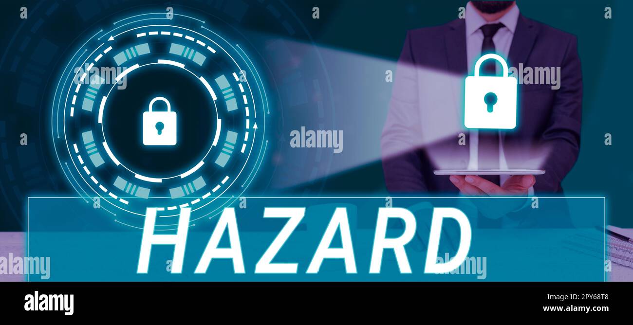 Hand writing sign Hazard, Internet Concept account or statement ...