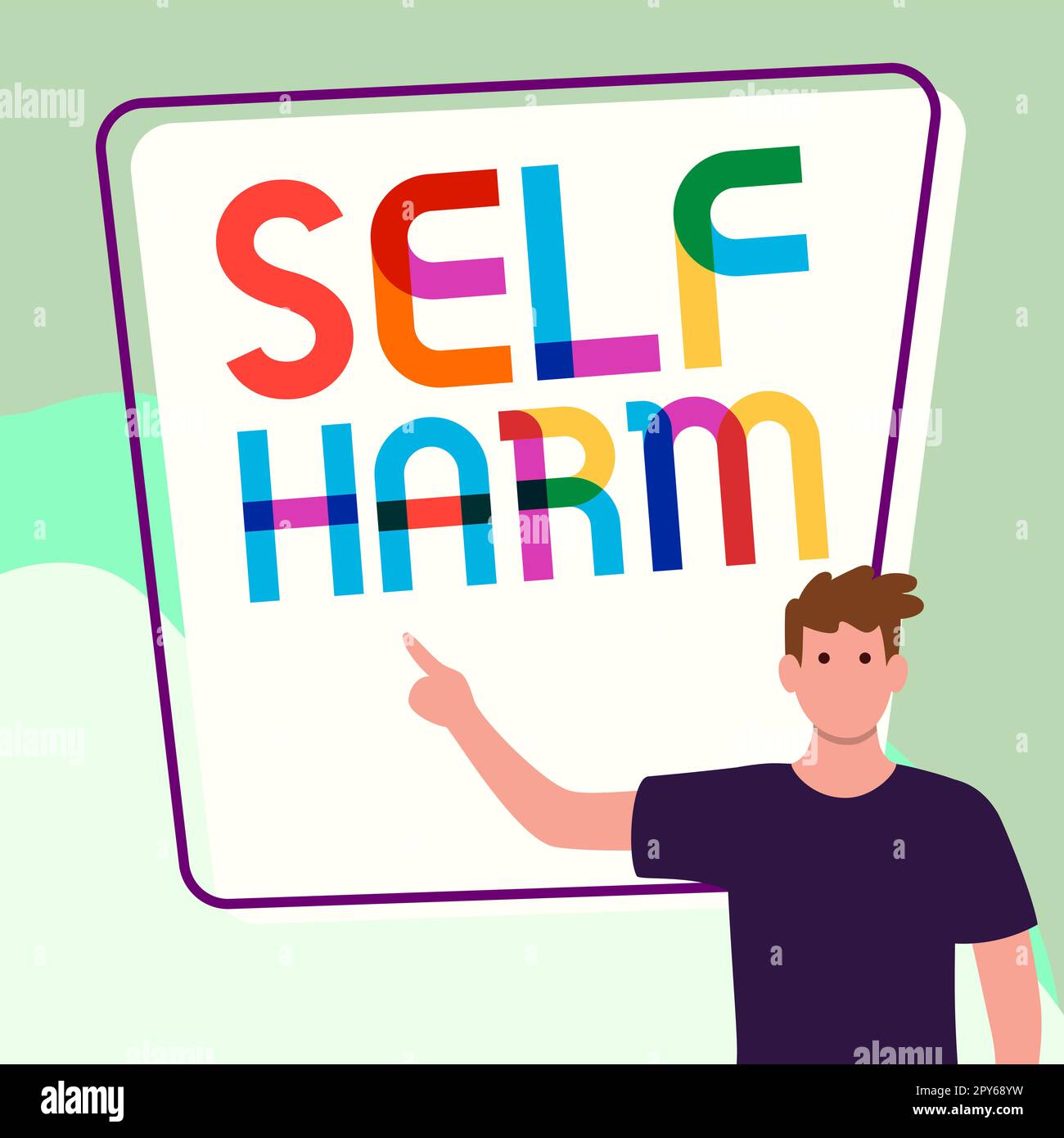 Hand writing sign Self Harm. Word Written on state of health and well ...